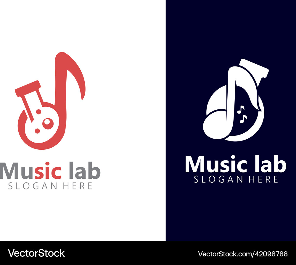 Music with lab science logo design concept Vector Image