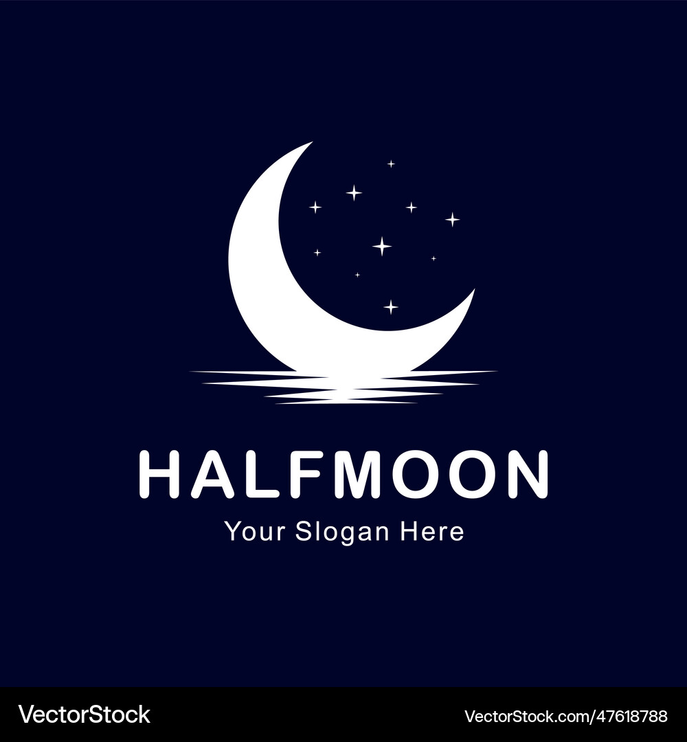 Night half moon flat style logo Royalty Free Vector Image