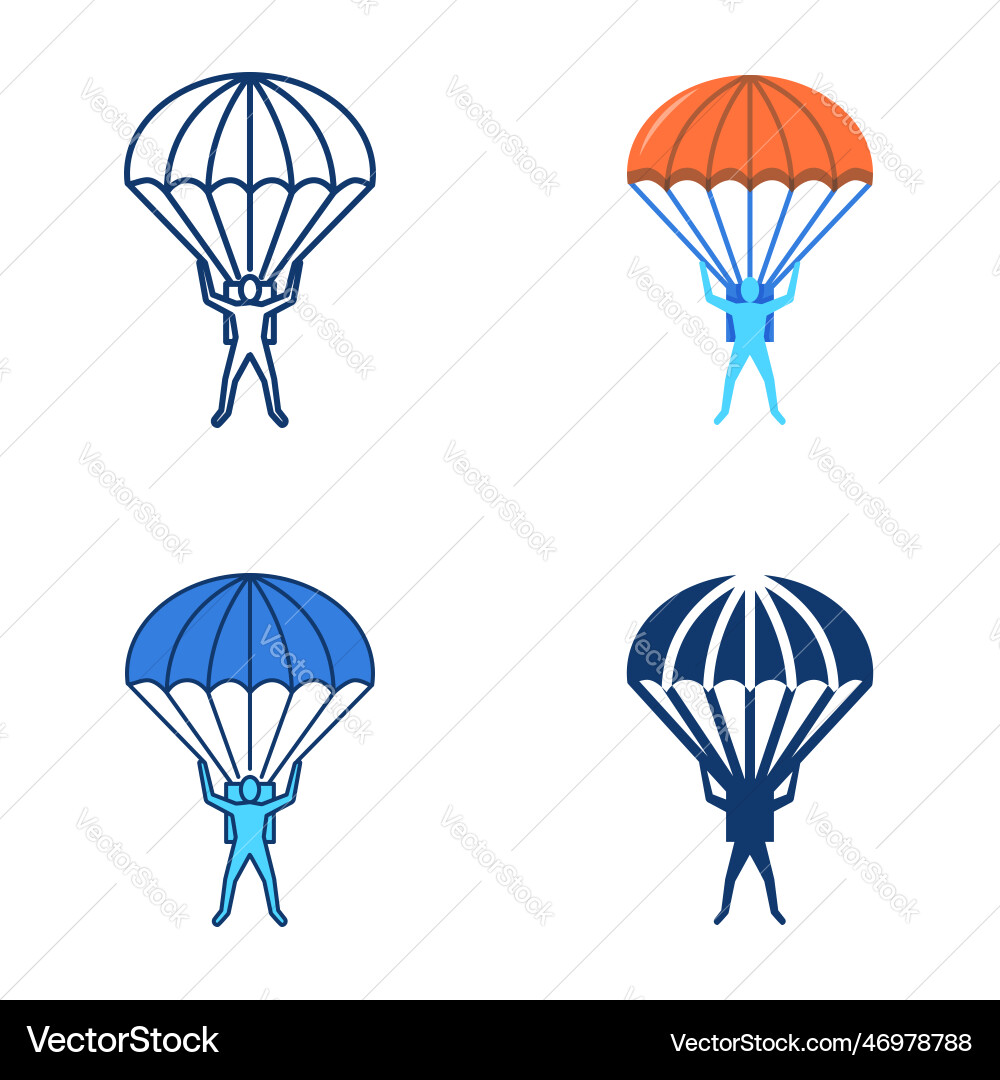 Paratrooper icon set in flat and line style Vector Image