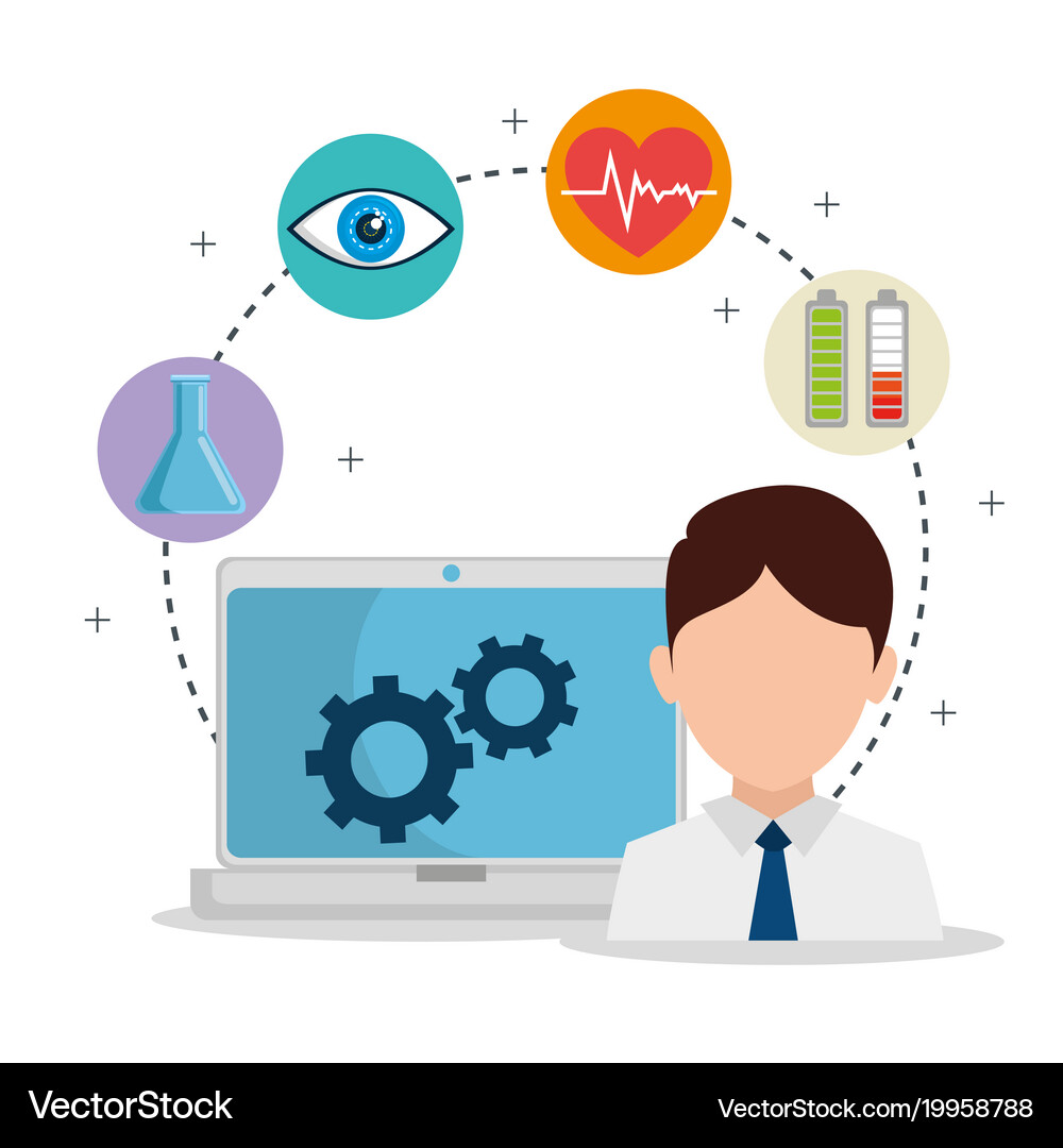 Scientist invention in robotic cybernetic Vector Image