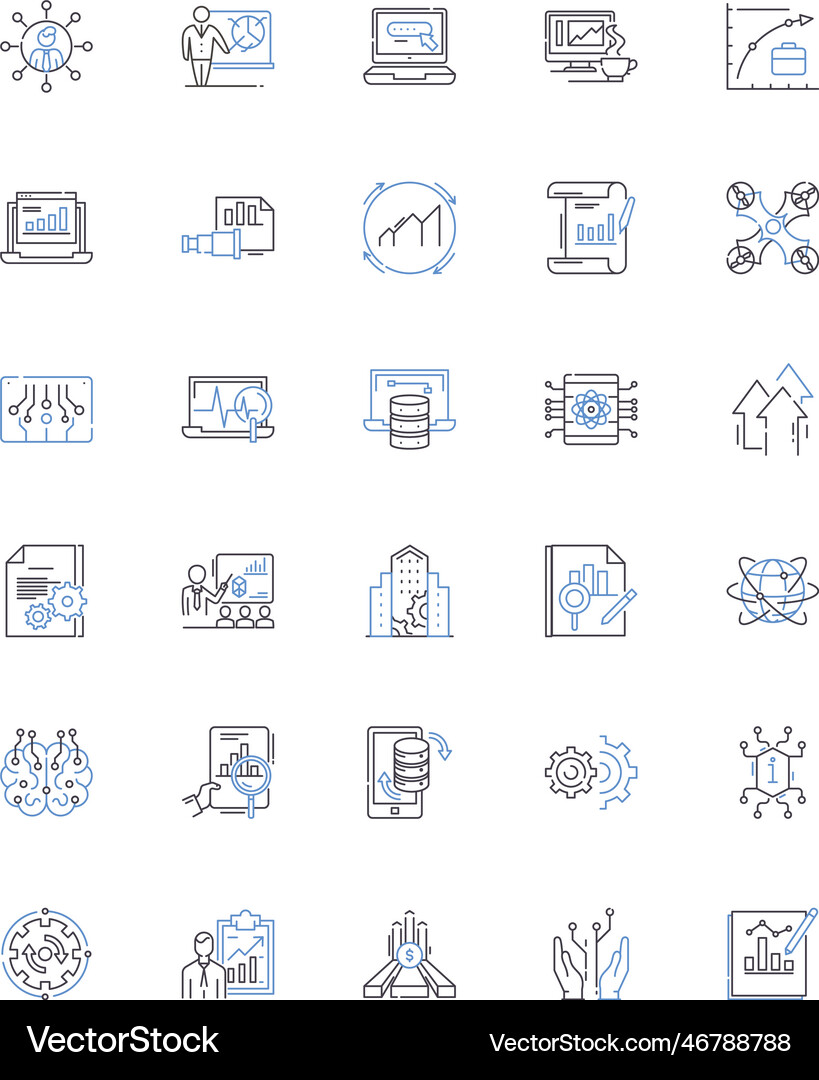 User services line icons collection assistance Vector Image