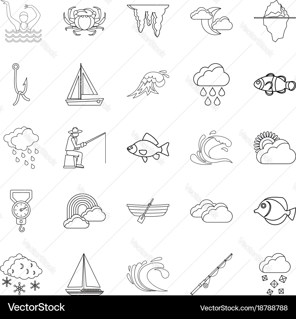 Vacuity icons set outline style Royalty Free Vector Image