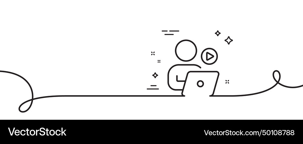 Video conference line icon online training sign Vector Image