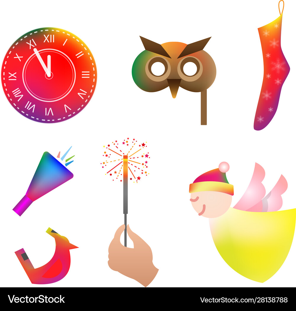 Year icons symbols set Royalty Free Vector Image