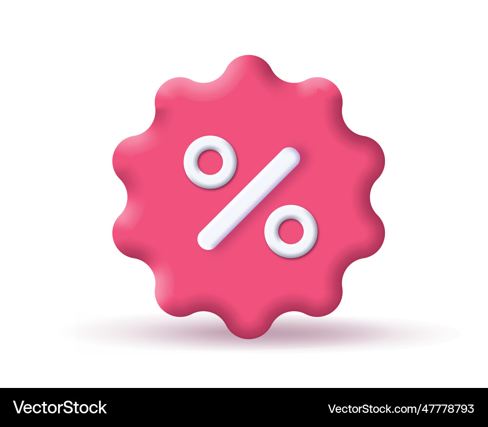 3d red percentage sign icon Royalty Free Vector Image