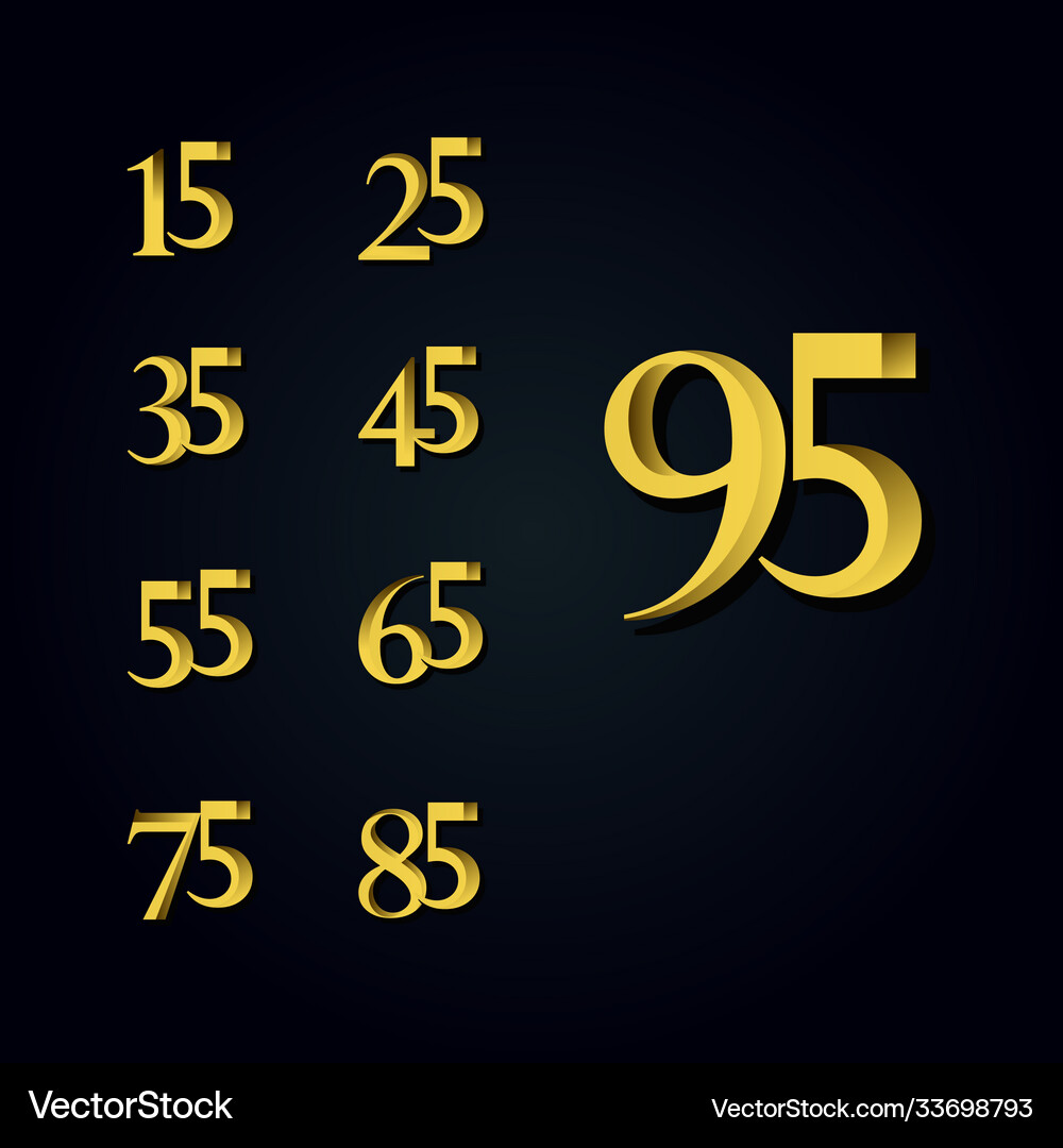 95 years anniversary gold number template design Vector Image