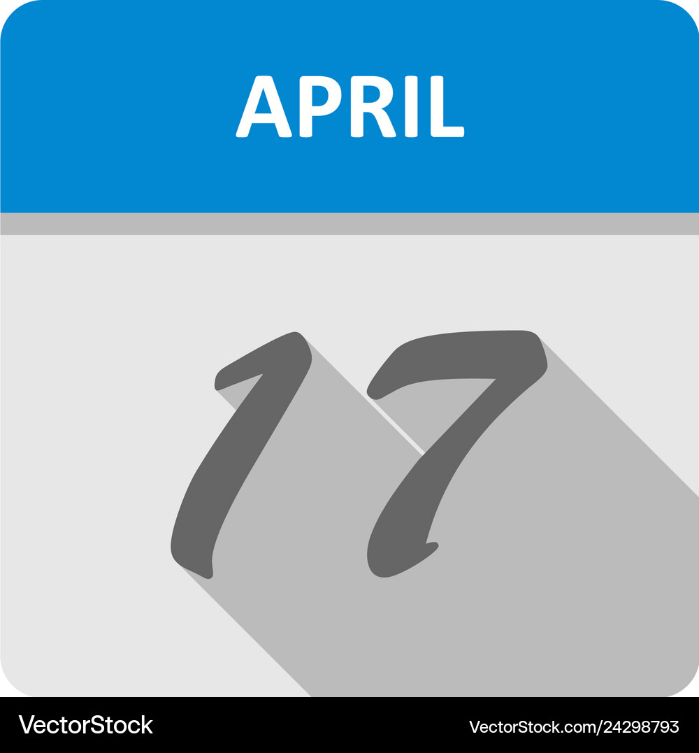 April 17th date on a single day calendar Vector Image