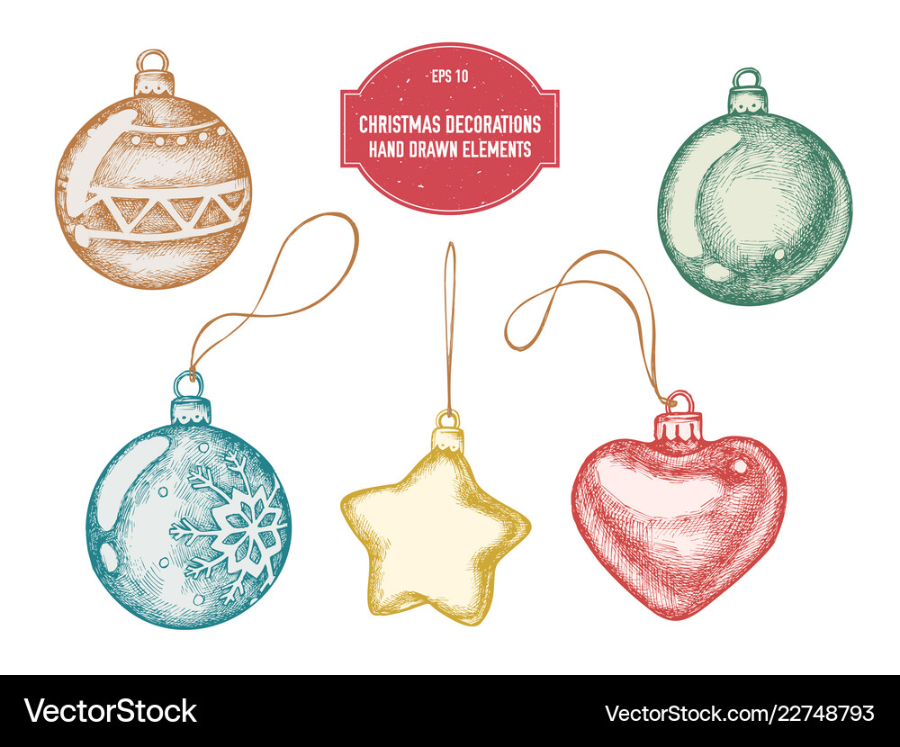 Collection of hand drawn christmas Royalty Free Vector Image