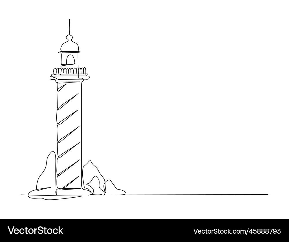 Continuous one line drawing of lighthouse tower Vector Image