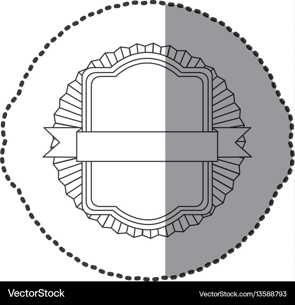 Contour square emblem with ribbon icon Royalty Free Vector