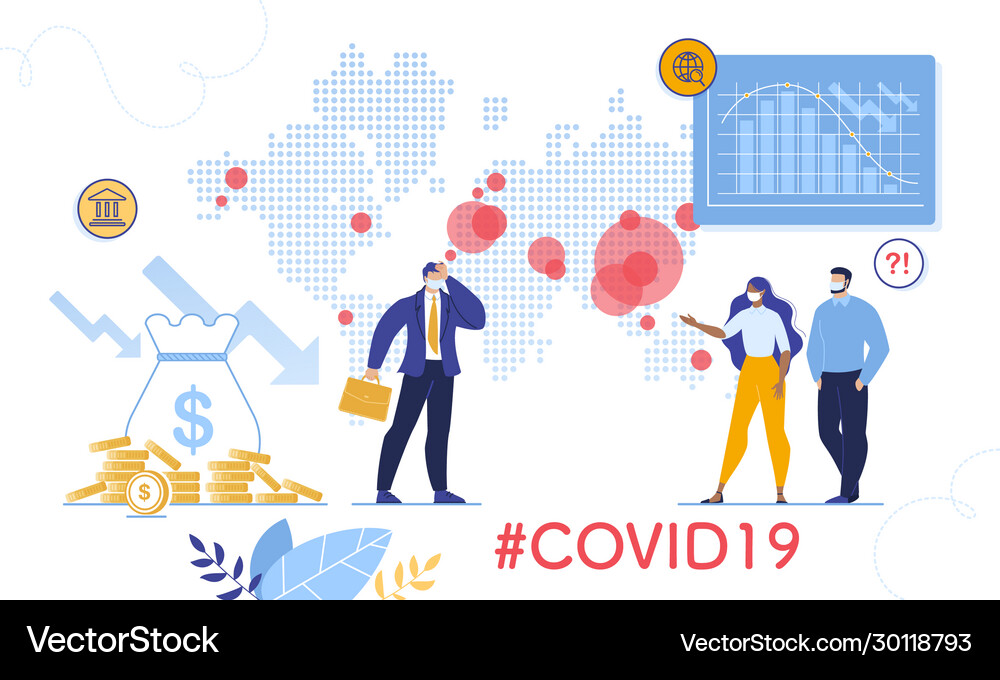 Coronavirus outbreak and stock market chart fall Vector Image