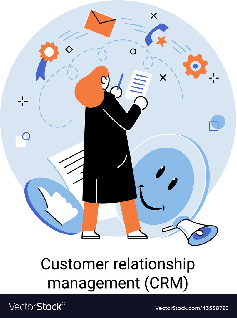 Crm concept customer relationship management Vector Image Crm concept customer relationship management Vector Image