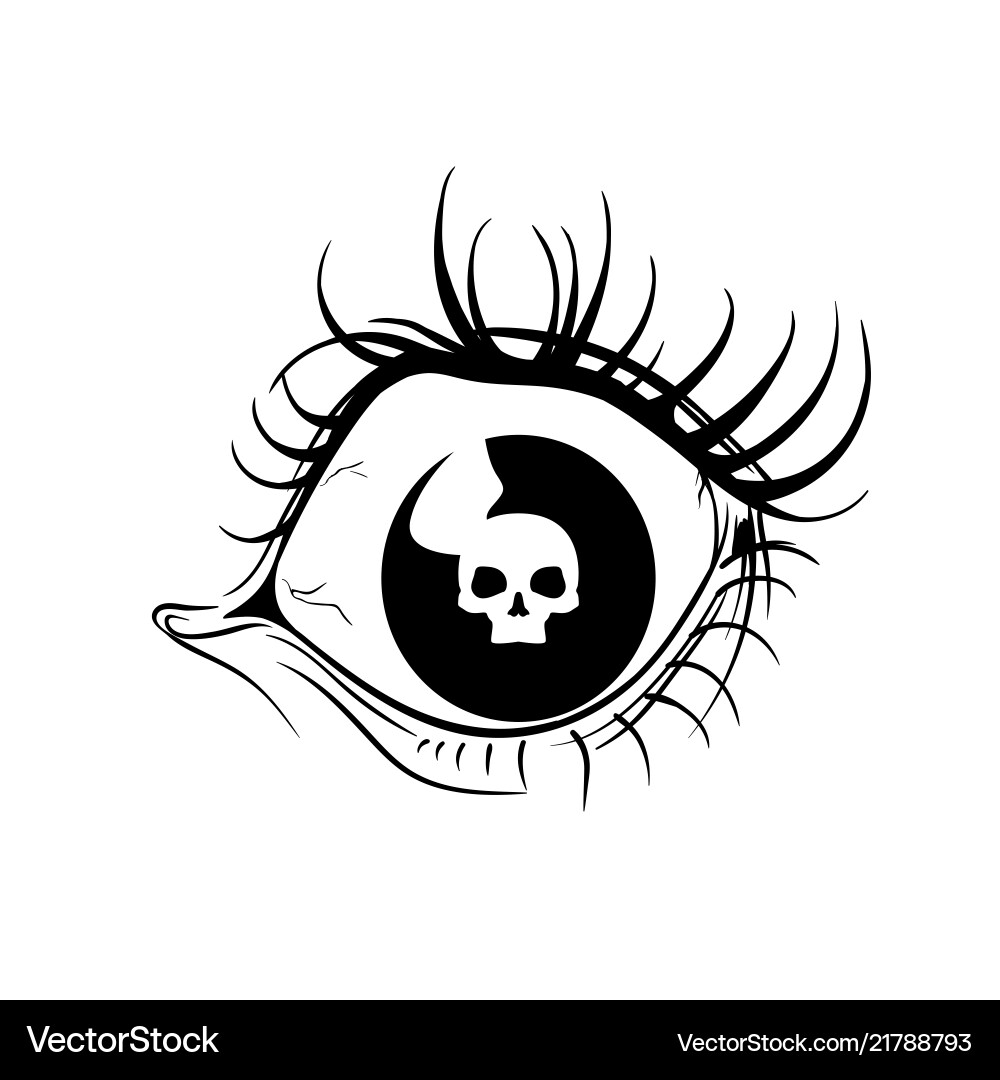 Female eye with a skull on white background Vector Image