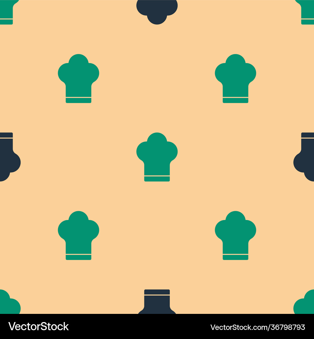 Green and black chef hat icon isolated seamless Vector Image