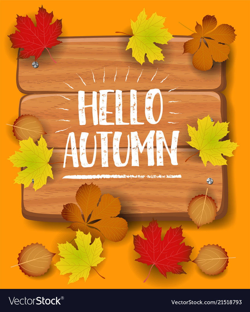 Hello autumn banner paper colorful tree leaf Vector Image