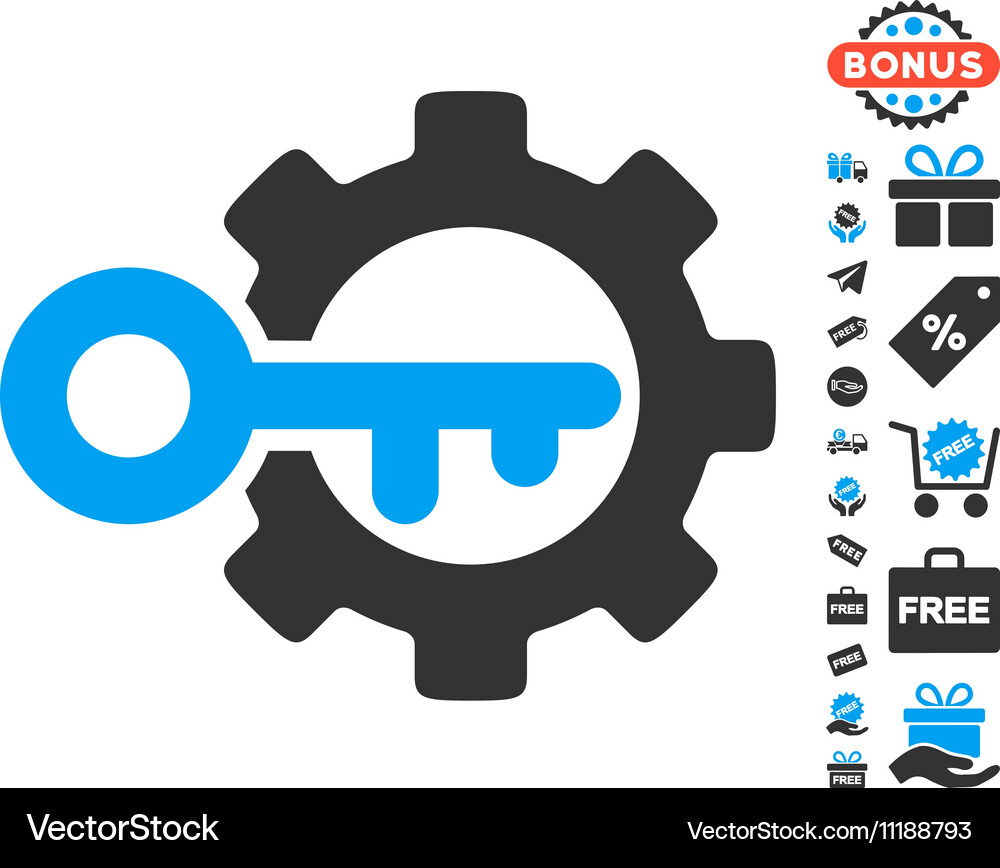 Key options icon with free bonus Royalty Free Vector Image