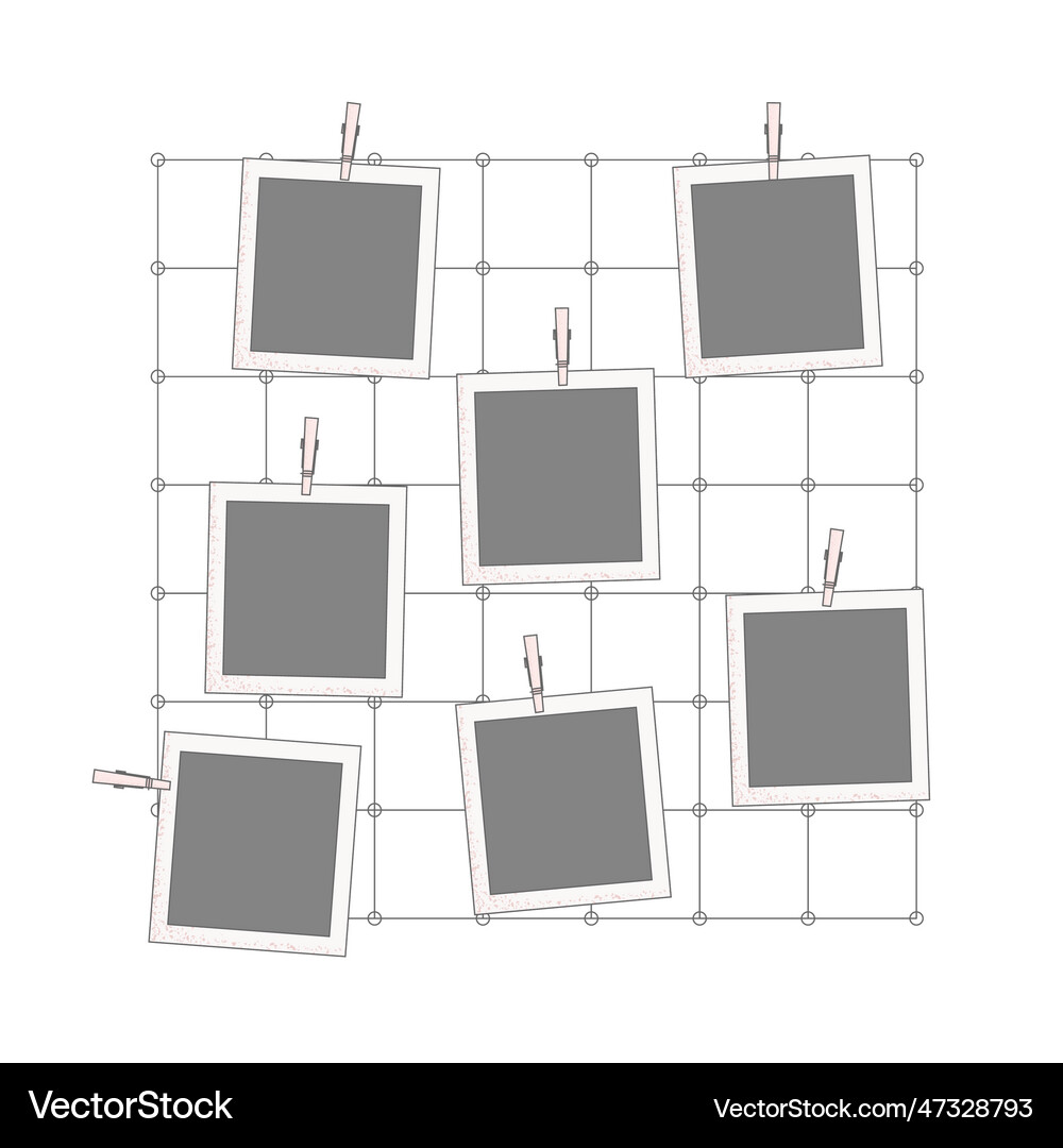 Metal wall grid photo template mockup board – Royalty-Free Vector ...