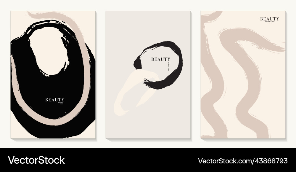 Modern minimalist ink brush paint poster set Vector Image