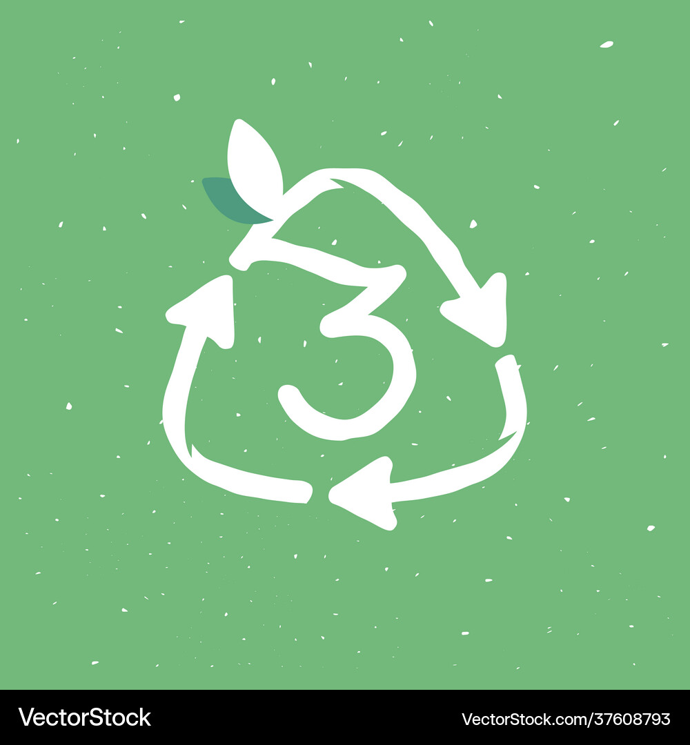 Number three logo inside reuse sign in grunge Vector Image