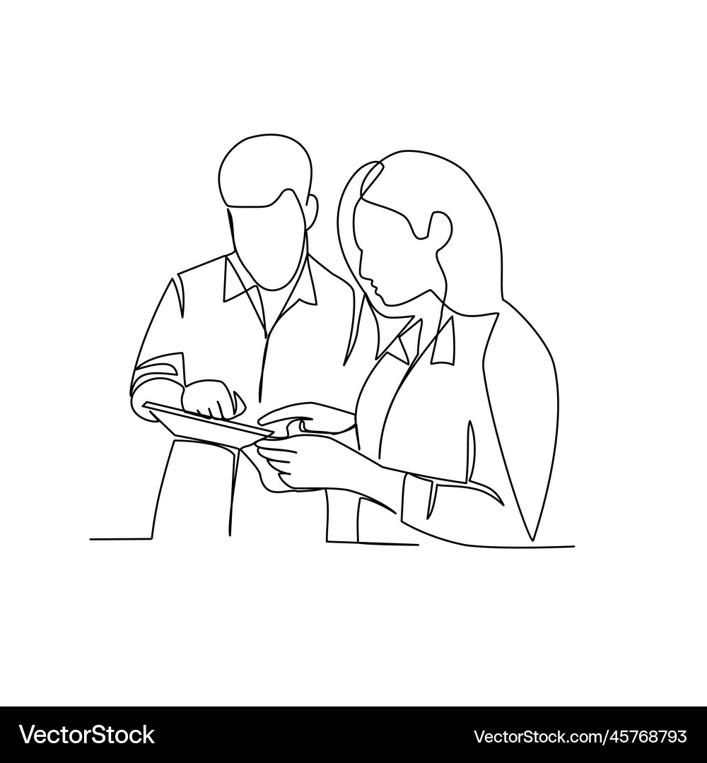 Office Workers Line Art Royalty Free Vector Image