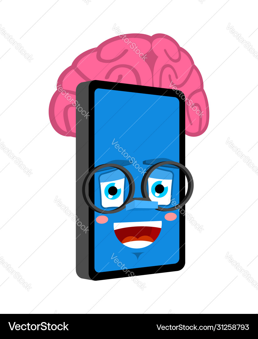 Phone with brains isolated brain in smartphone Vector Image