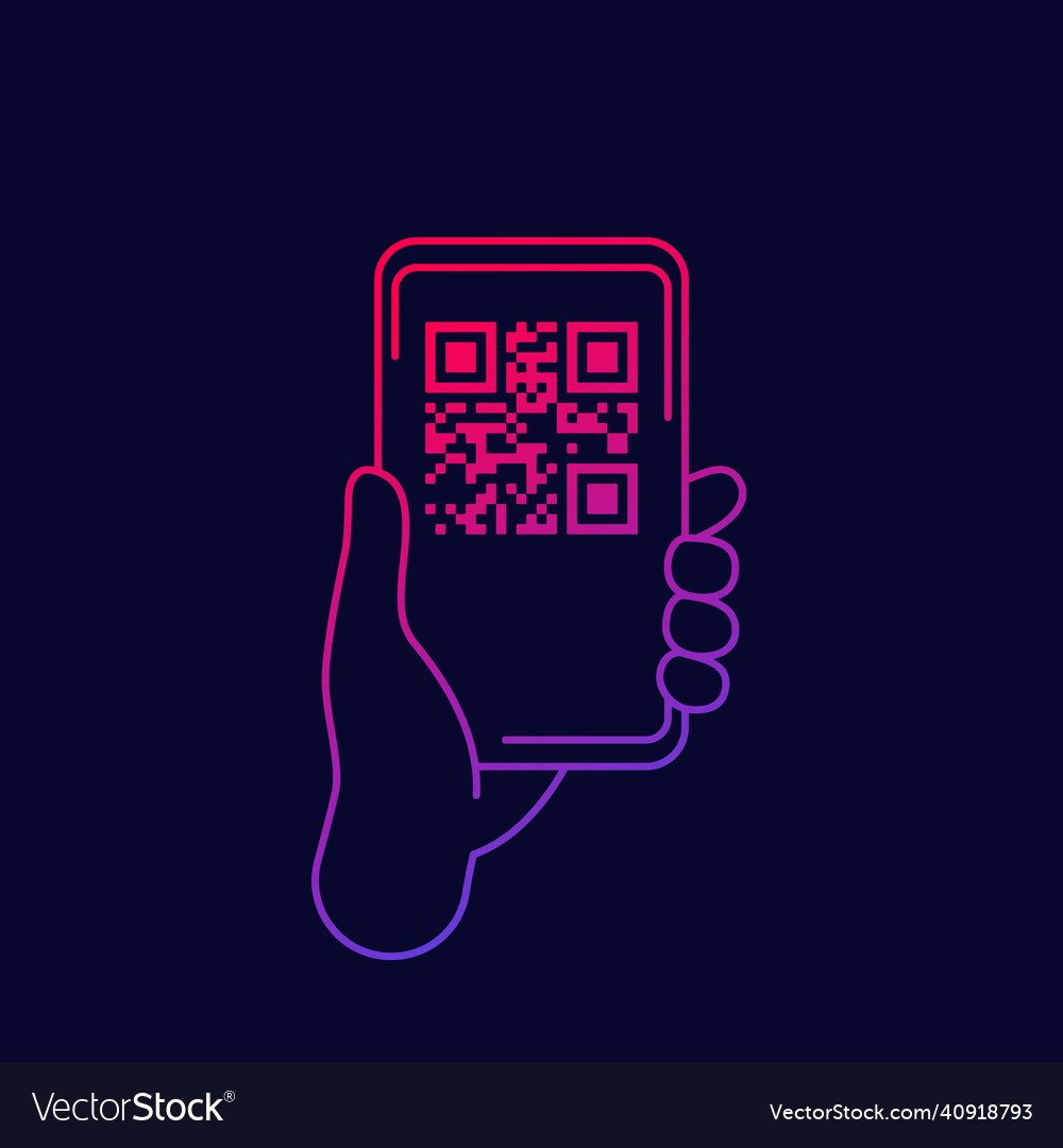 Qr code scan icon with smart phone Royalty Free Vector Image