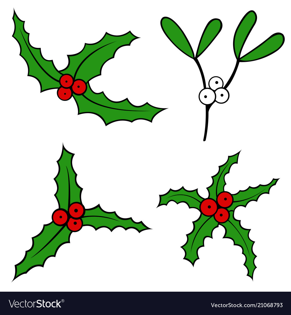 Set different mistletoe Royalty Free Vector Image