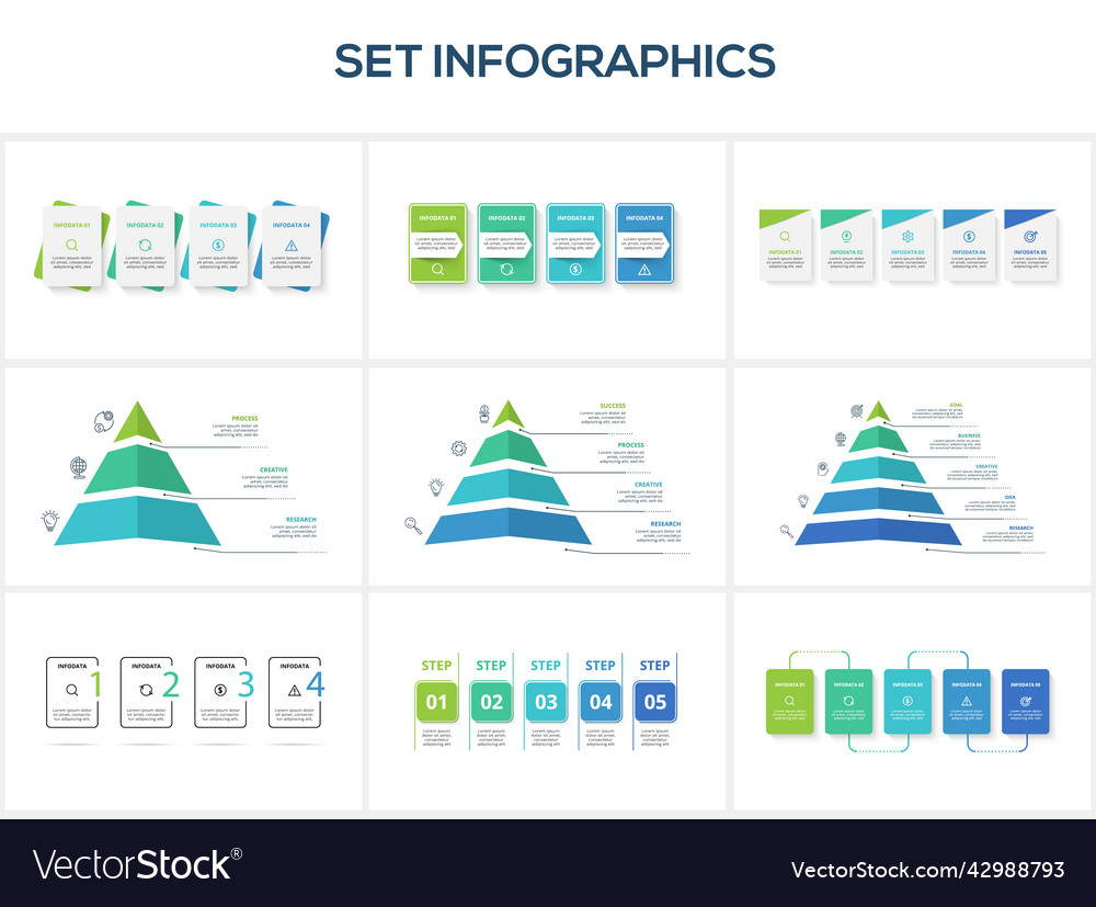 Set infographic with 3 4 5 6 steps options parts Vector Image