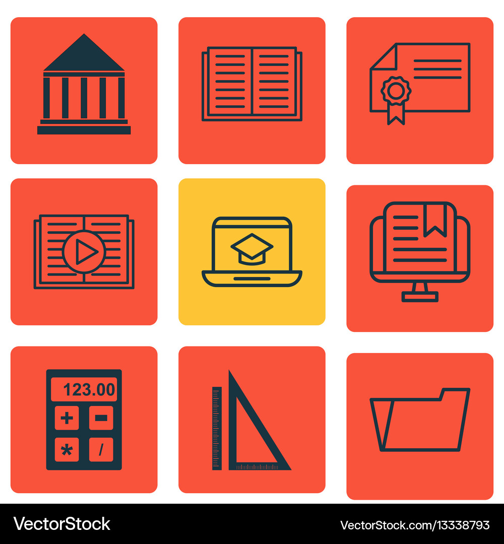 Set of 9 education icons includes Royalty Free Vector Image