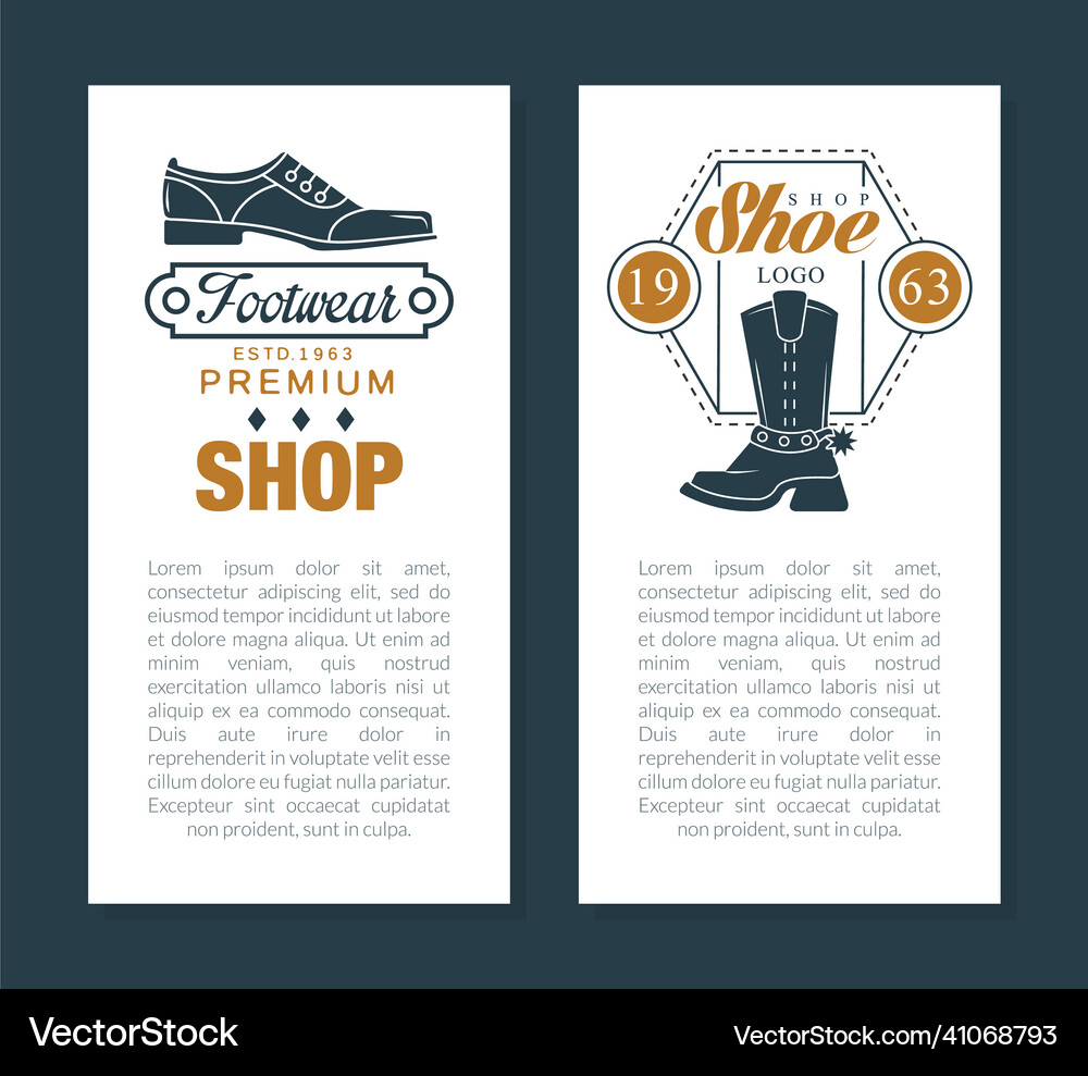 Shoes store vertical banner with logo and text Vector Image