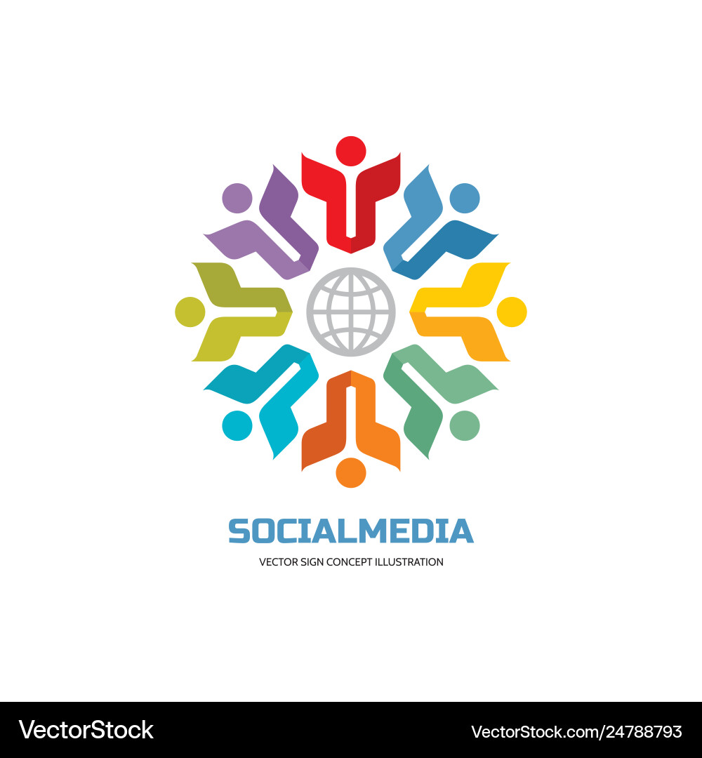 Social media world - logo sign template Royalty Free Vector