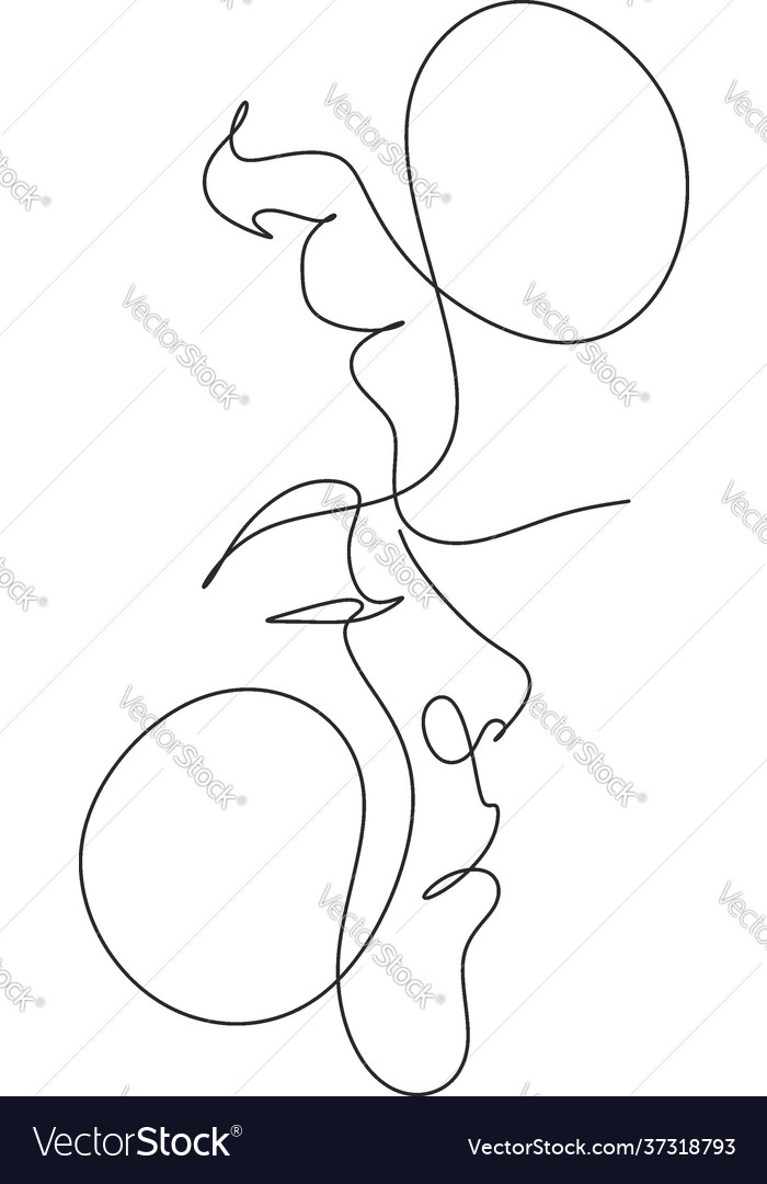 Surreal Faces Continuous Line Drawing Set Vector Image