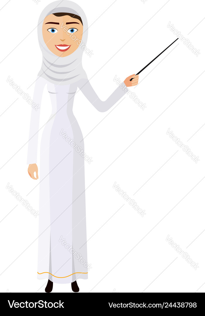 Arab woman teacher with a pointer tutor character Vector Image