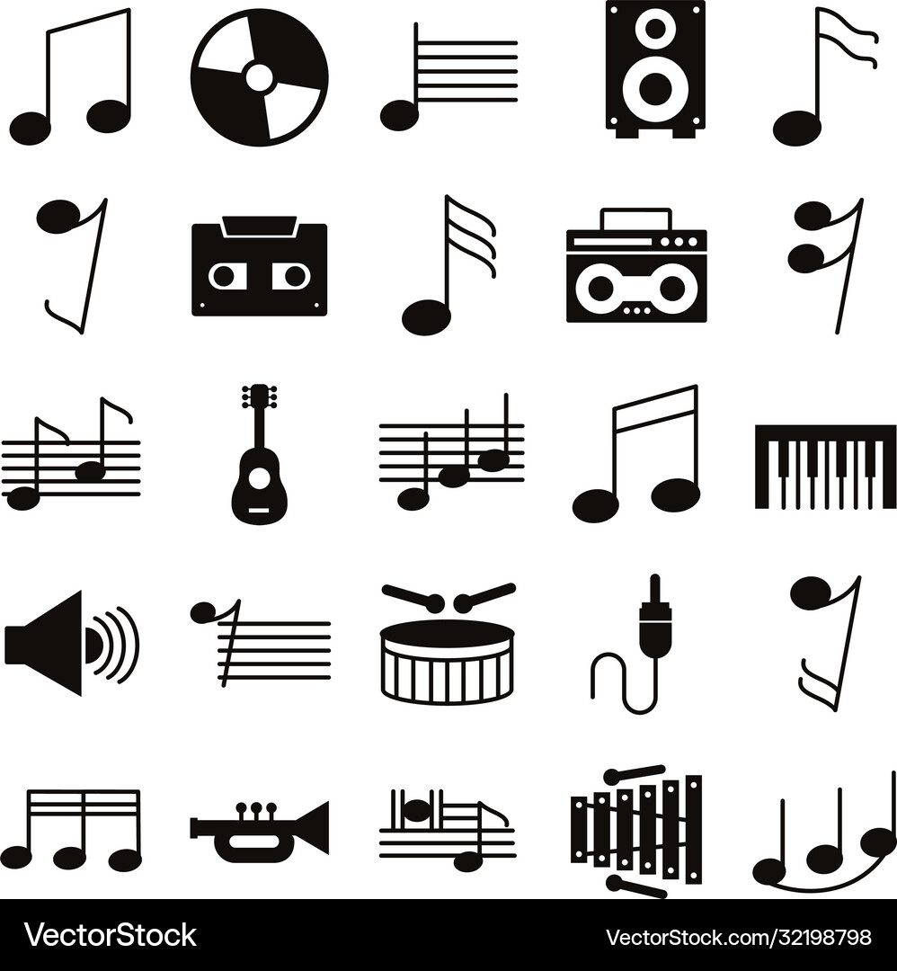 Bundle music set icons Royalty Free Vector Image