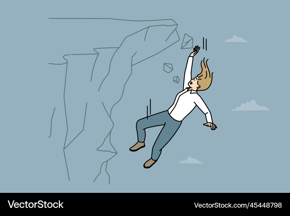 Businesswoman fall from cliff Royalty Free Vector Image