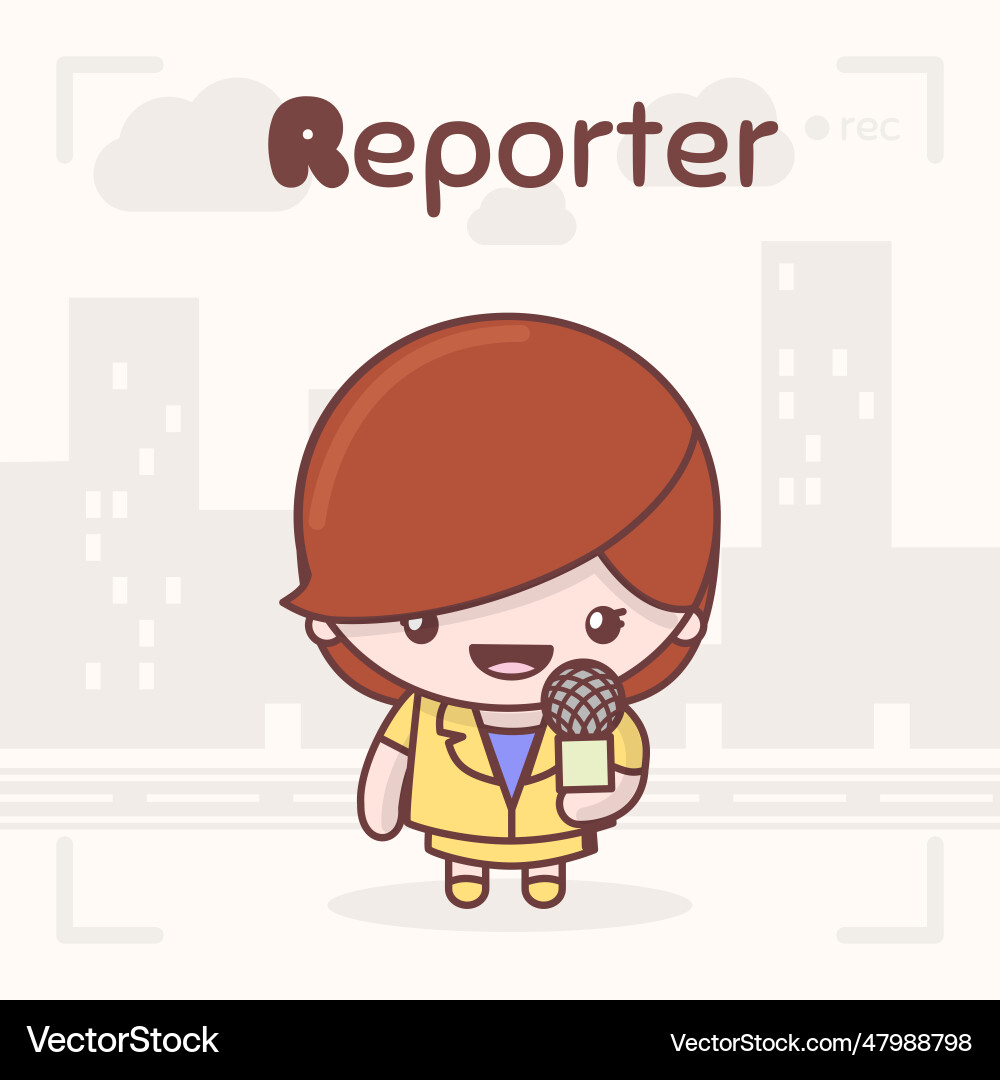 Cute chibi kawaii characters alphabet professions Vector Image