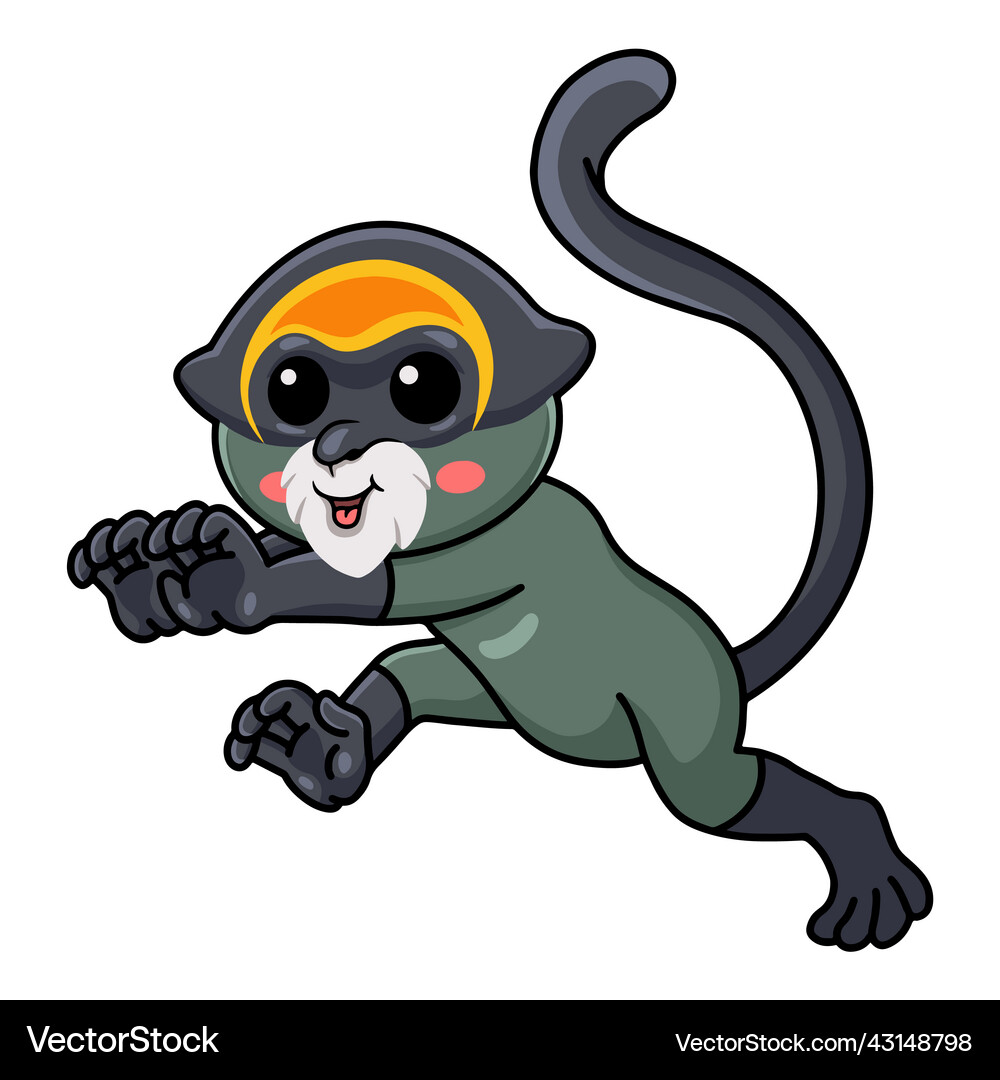 Cute de brazzas monkey cartoon running Royalty Free Vector