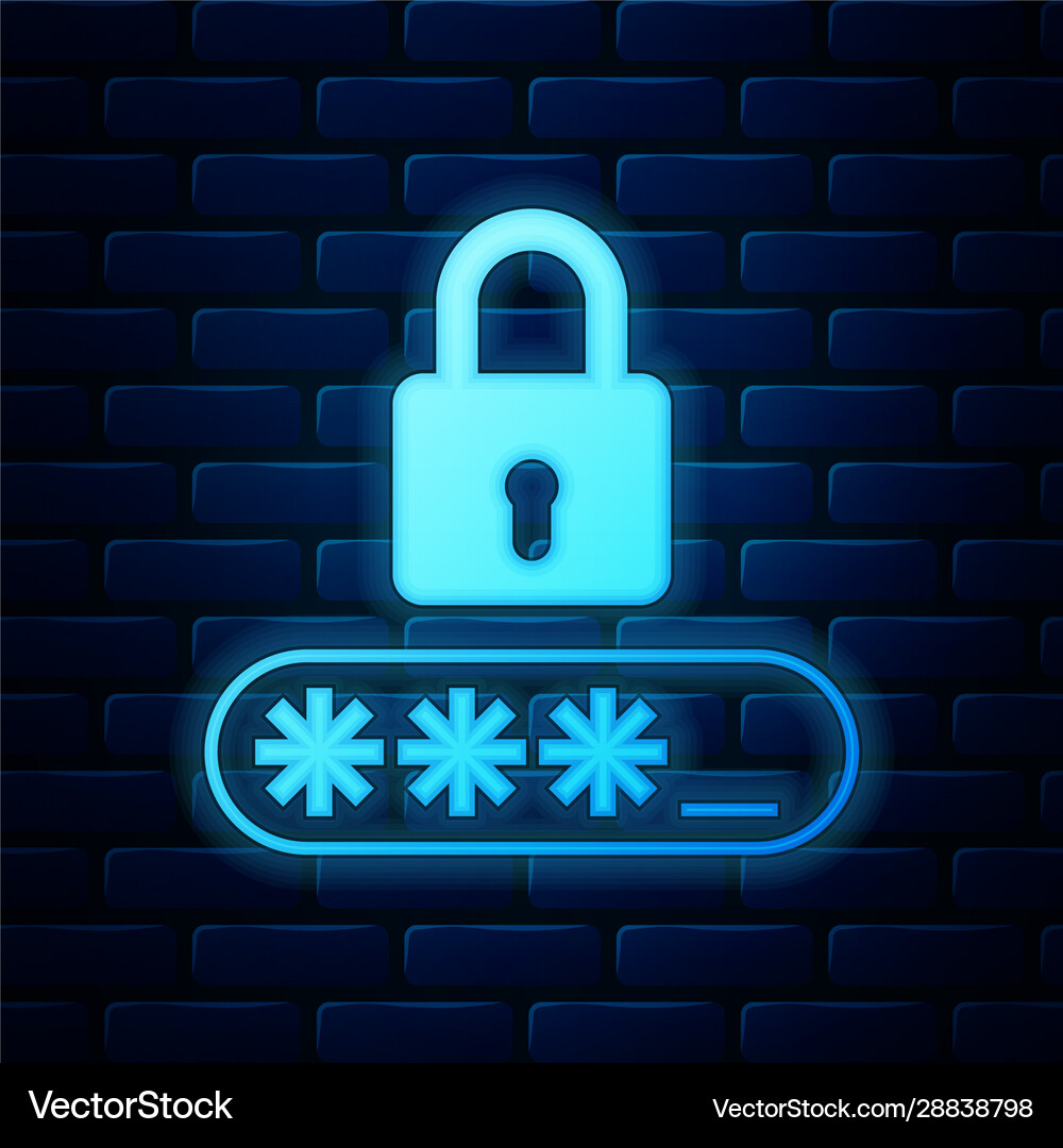Glowing neon password protection and safety access