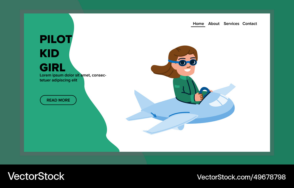 Happy pilot kid girl Royalty Free Vector Image