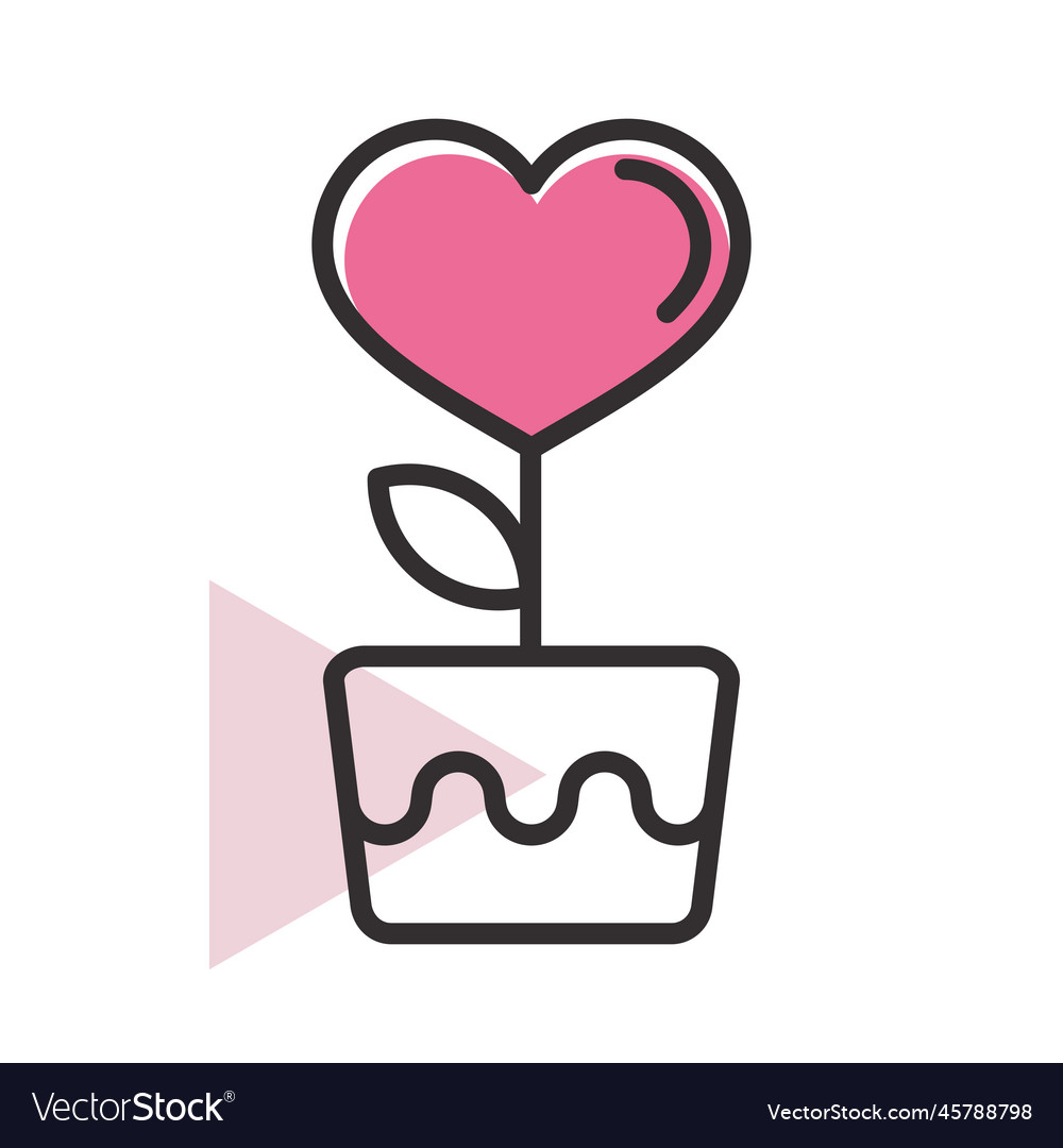 Heart flower in pot icon valentine day symbol Vector Image