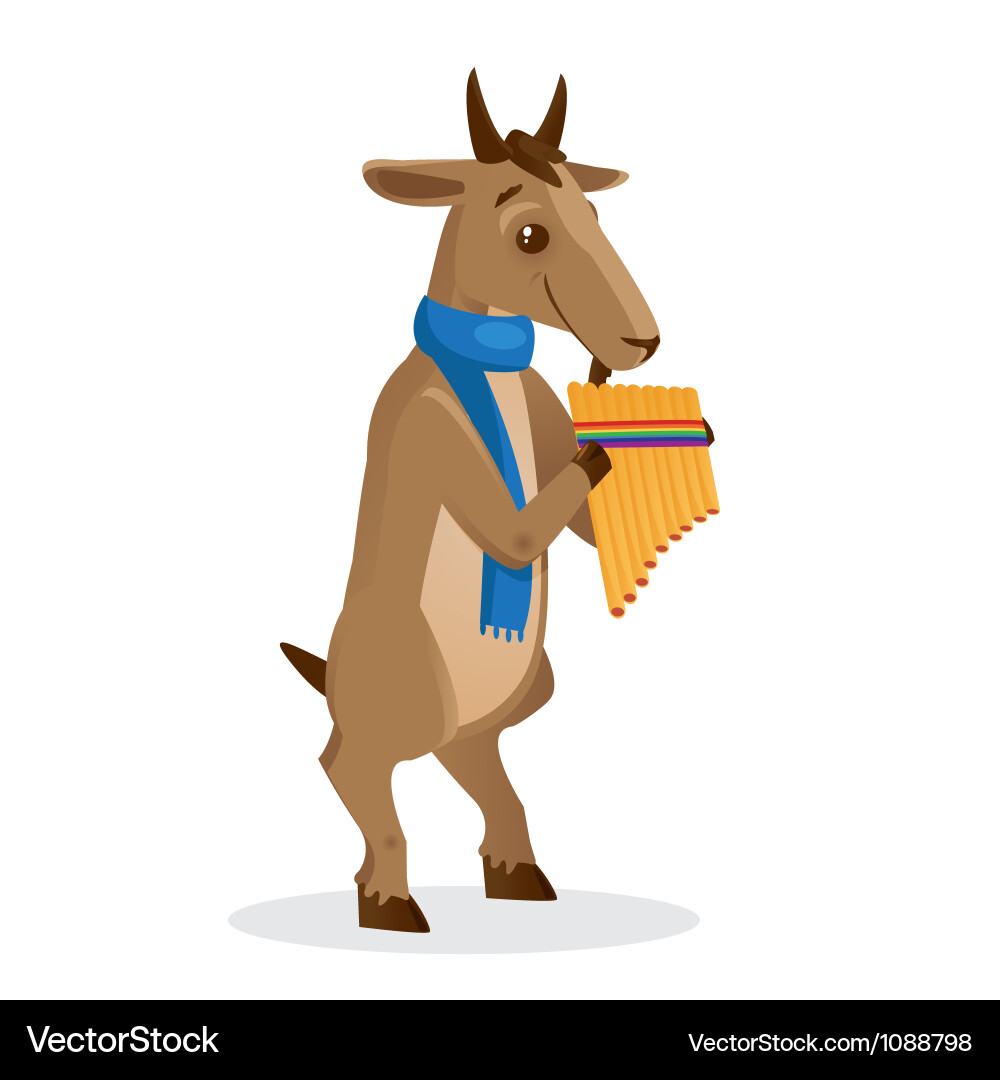 Musical animals goat panflute Royalty Free Vector Image