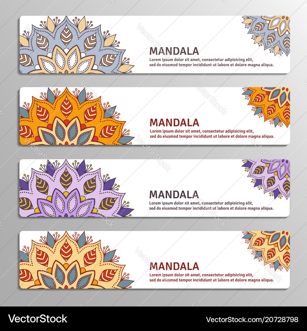Set of banners with mandala Royalty Free Vector Image