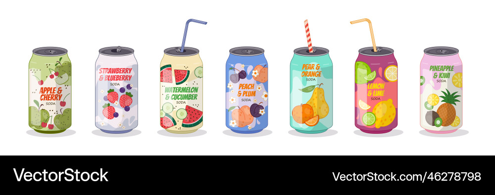 Set of fruit soda Royalty Free Vector Image - VectorStock