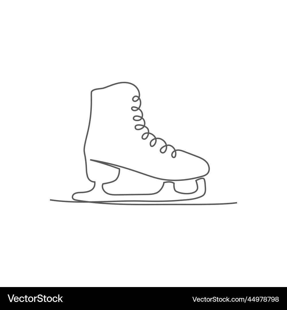 Skates ice one line drawingon on white background Vector Image