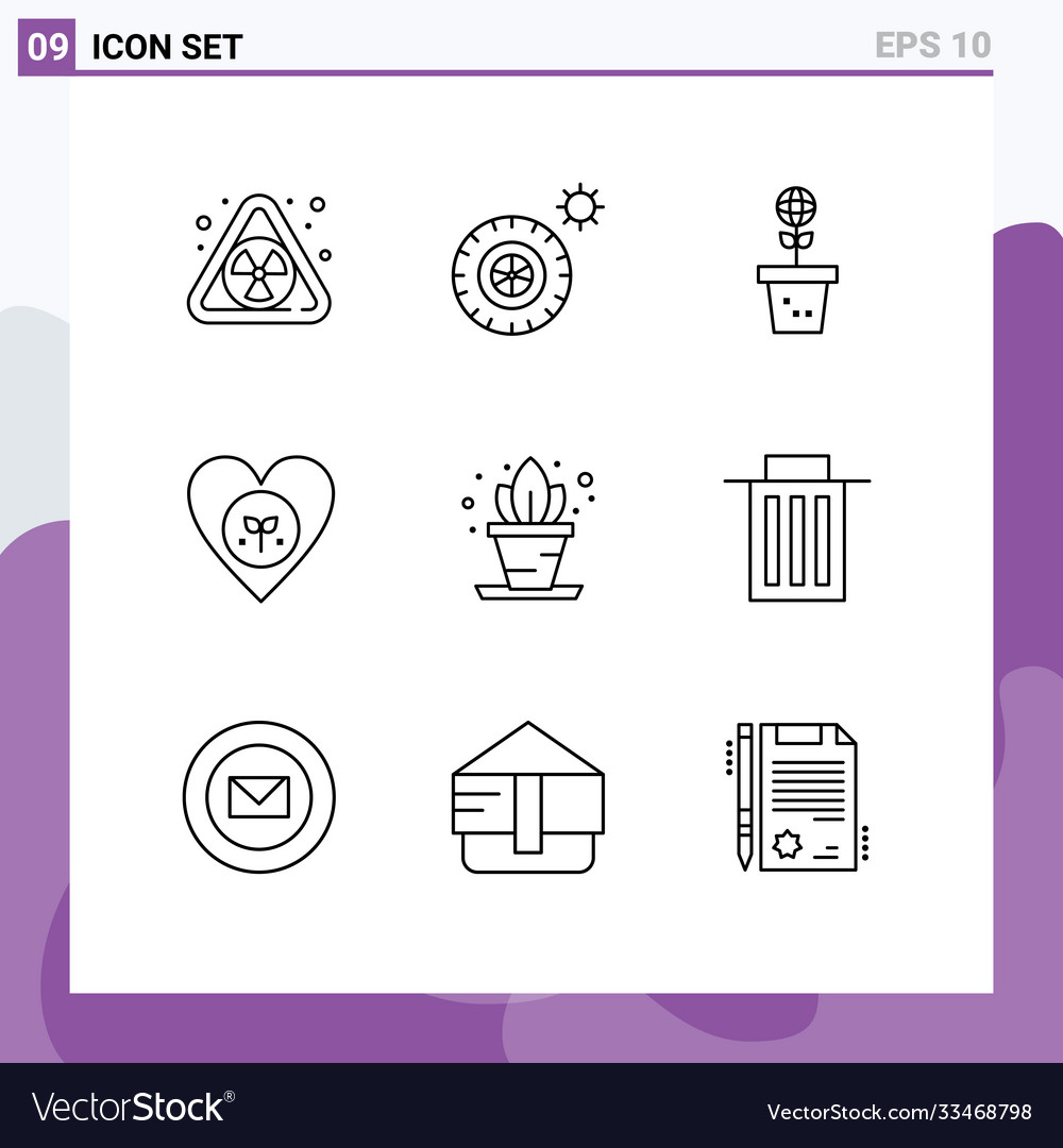 Stock icon pack 9 line signs and symbols Vector Image