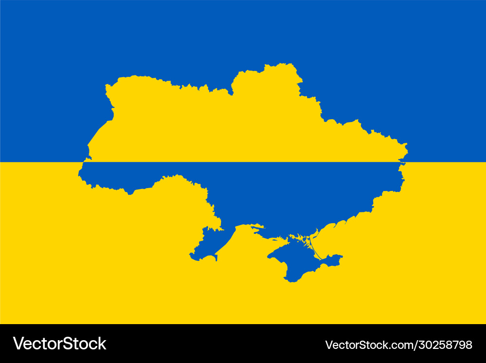 Ukrainian flag with map on it stock isolated Vector Image