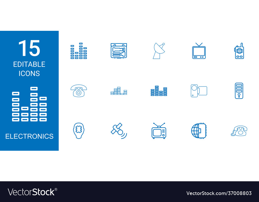 15 electronics icons Royalty Free Vector Image