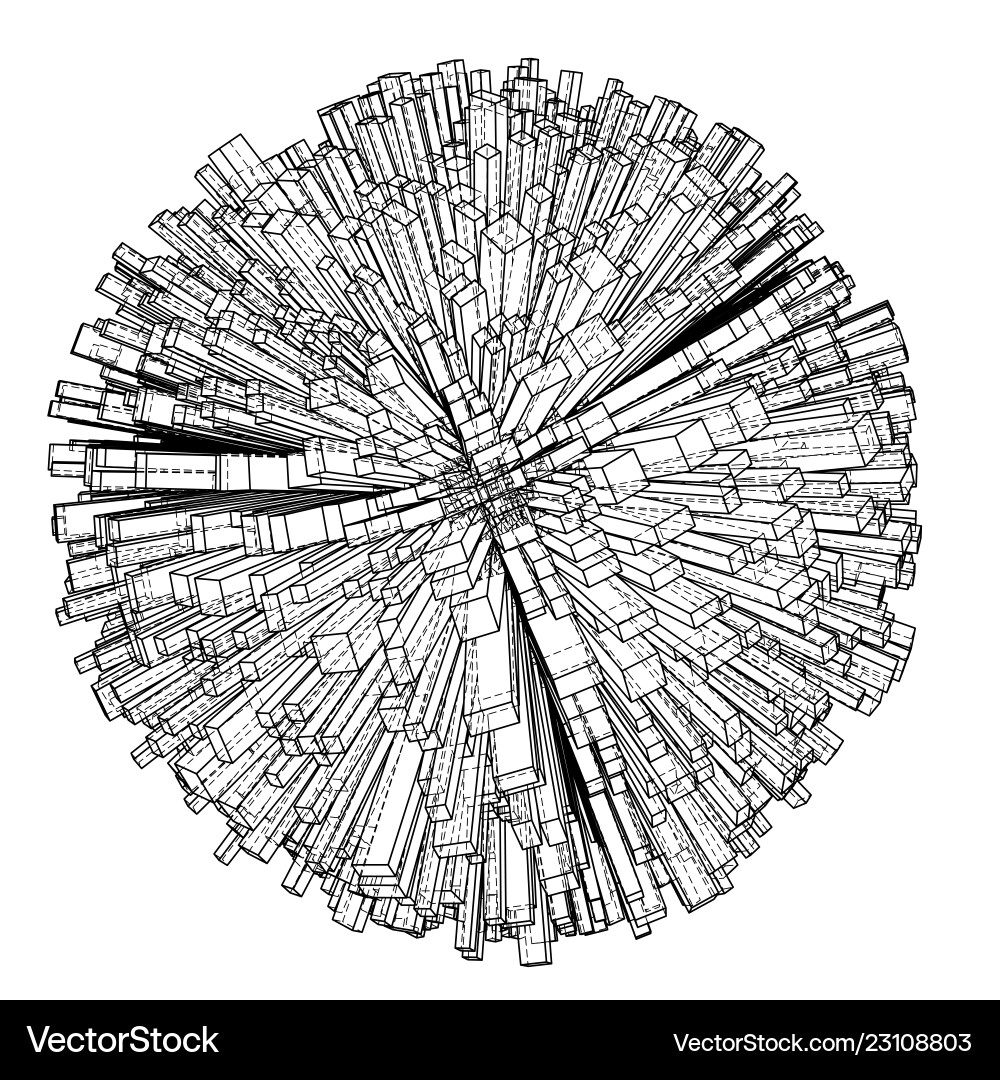 Abstract 3d sphere with city blueprint style Vector Image