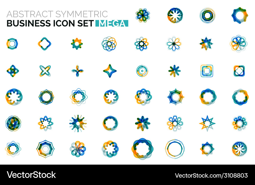 Abstract symmetric business icons Royalty Free Vector Image