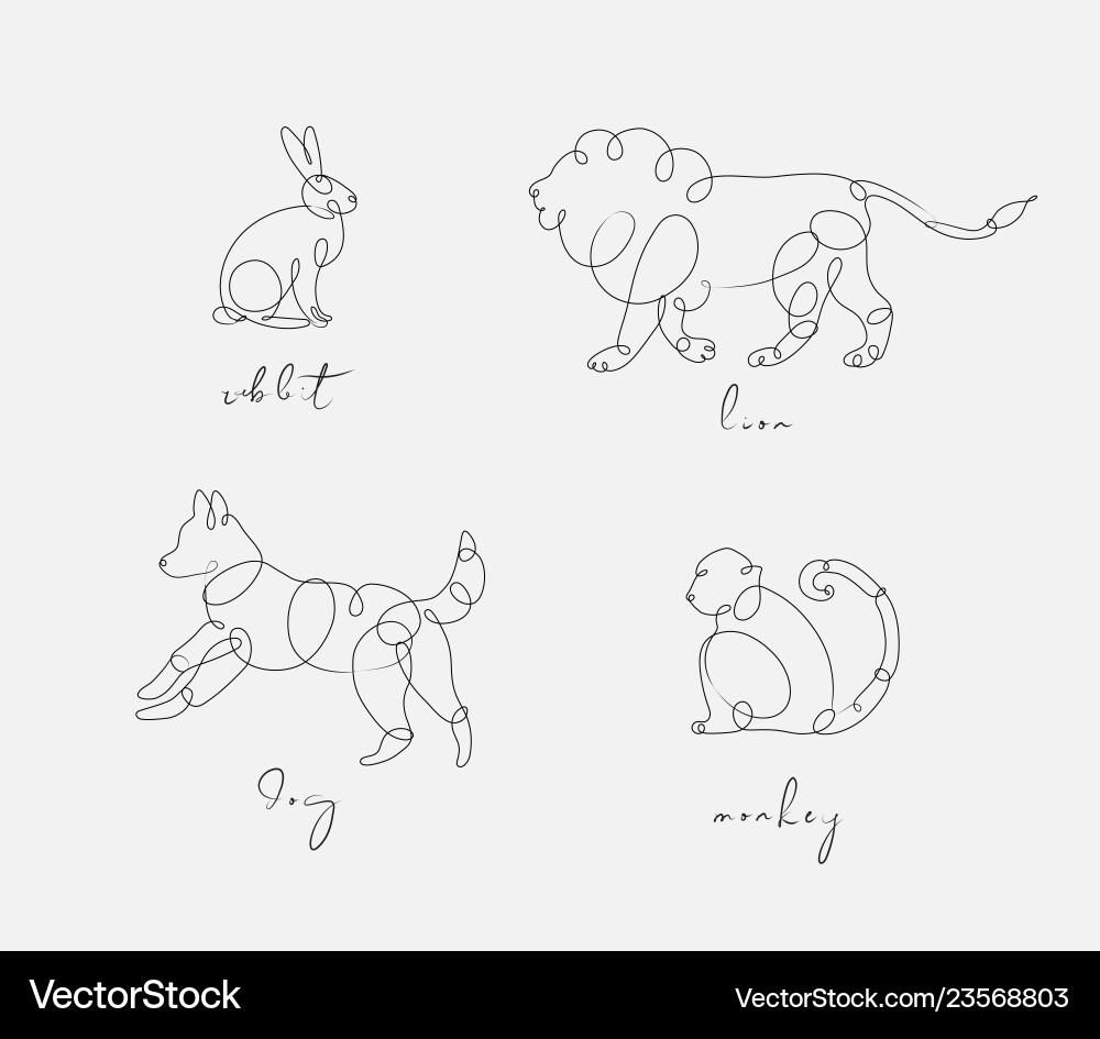 Animal pen line rabbit Royalty Free Vector Image